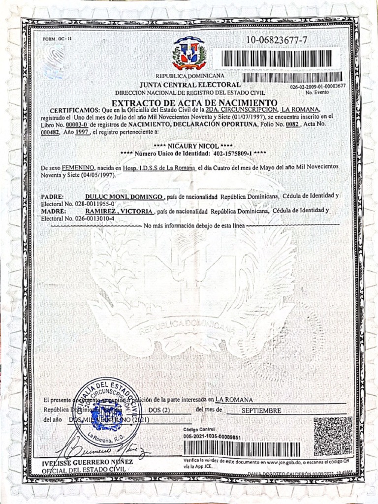 Acta de Nacimiento Legalizada | PDF
