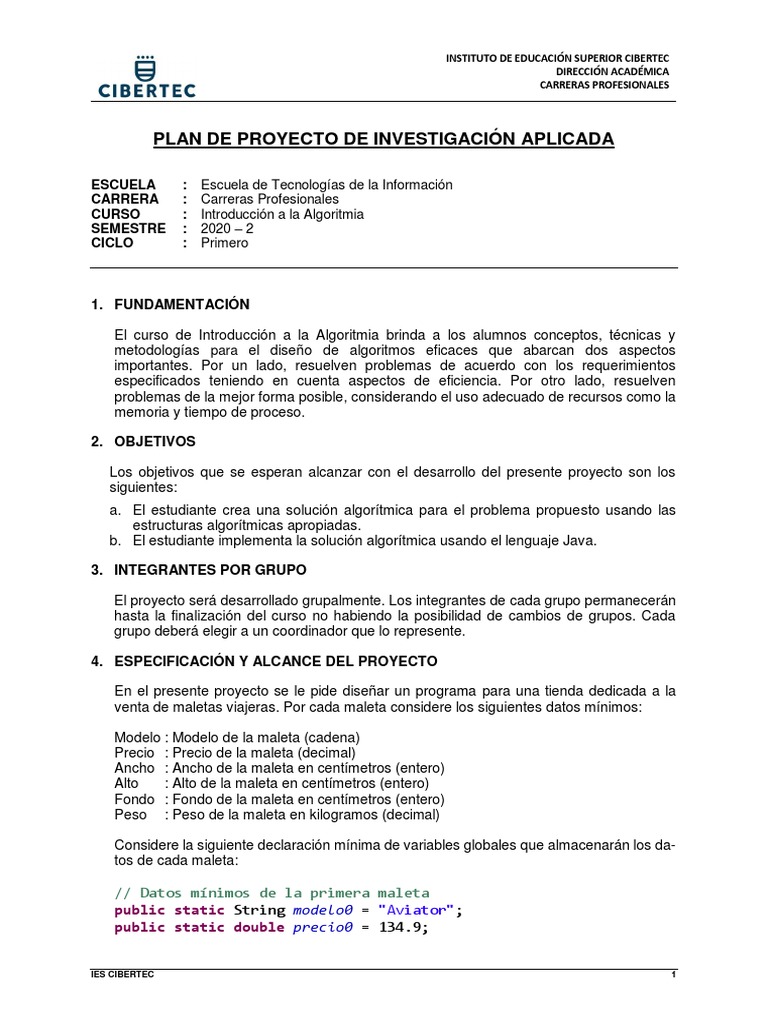 Proyecto de Introducci N A La Algoritmia PDF | PDF | Algoritmos ...