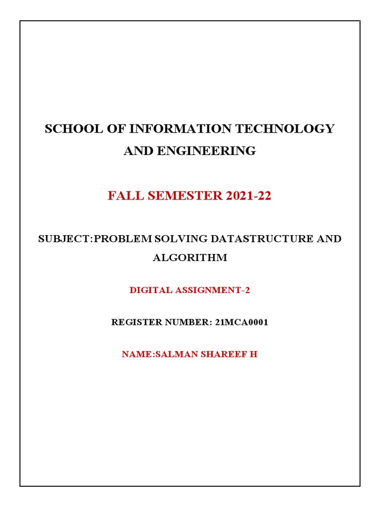21mca0001 Dsa DA2 | PDF | Queue (Abstract Data Type) | Software Engineering