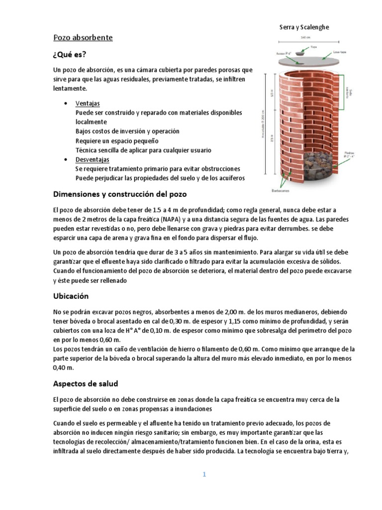 Construcción y Mantenimiento de Pozos Absorbentes | PDF | Agua ...
