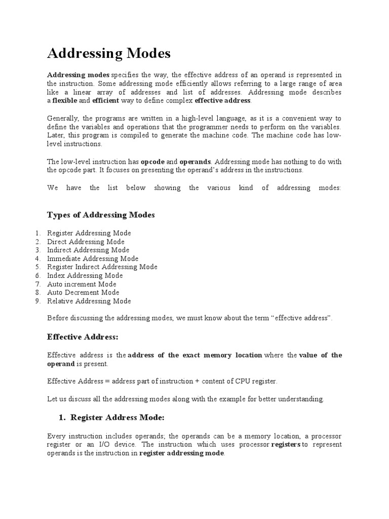 Types of Addressing Modes | Download Free PDF | Computer Engineering ...
