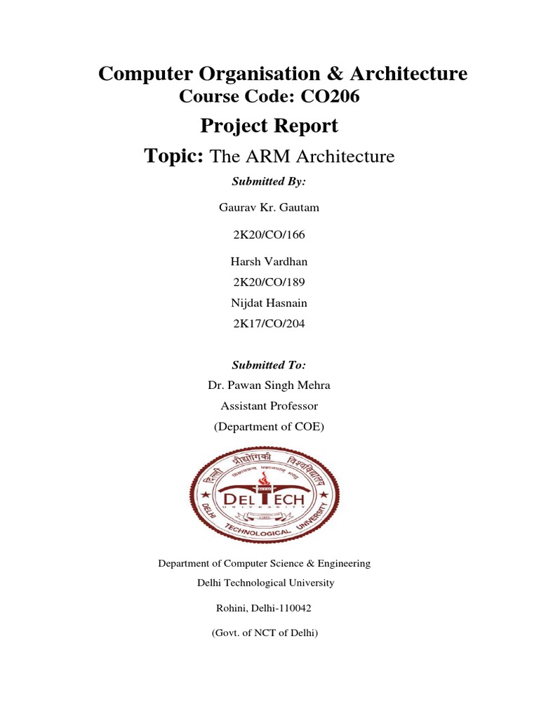 Computer Organisation & Architecture Project Report Topic:: Course Code ... Computer Organisation & Architecture Project Report Topic:: Course Code ...