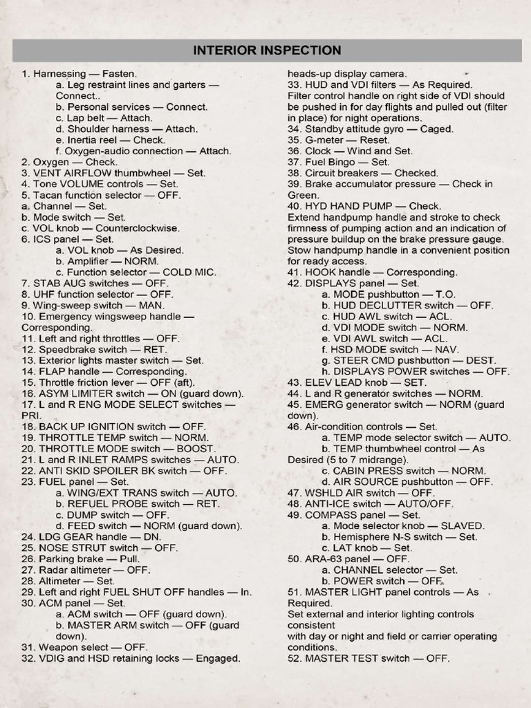 F-14A Quick Checklist | PDF
