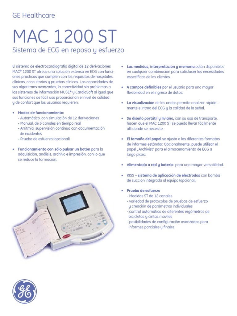 MAC 1200 ST: GE Healthcare | PDF | Electrocardiografia | Macintosh