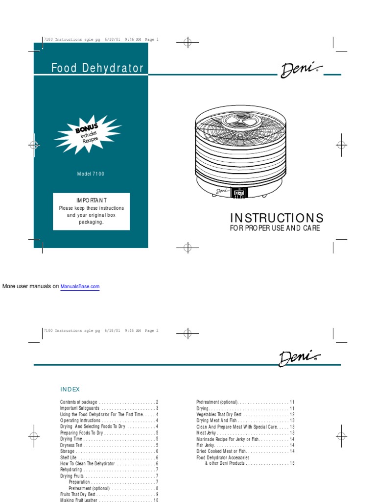 Deni Food Dehydrator 7100 | PDF | Dried Fruit | Jerky