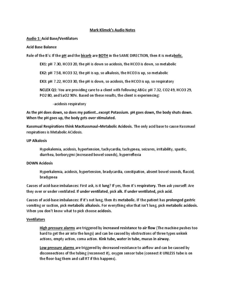 Mark Klimek NCLEX Audio Notes Summary | PDF | Clinical Medicine ...