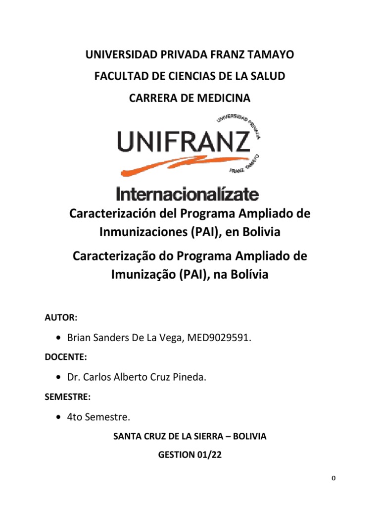 Caracterización Del Programa Ampliado de Inmunizaciones (PAI), en ...