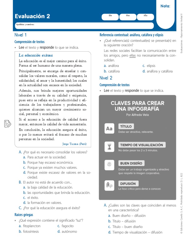 Evaluación Razonamiento Verbal Unidad Dos | PDF | Contaminación ...