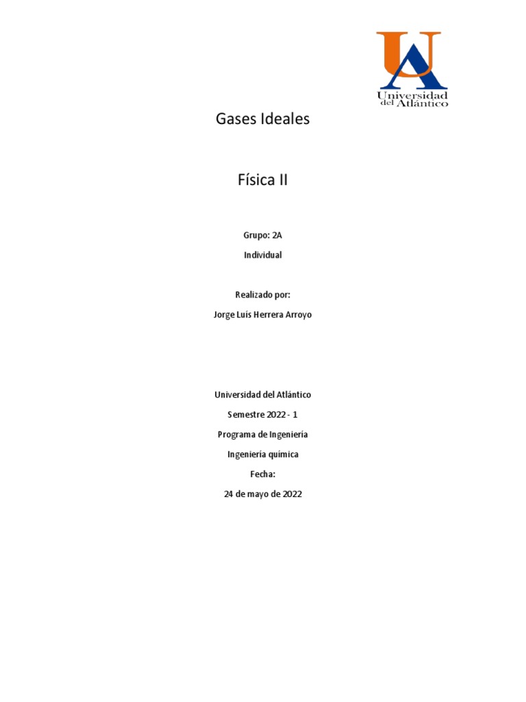 Gases Ideales Informe | PDF | Gases | Temperatura