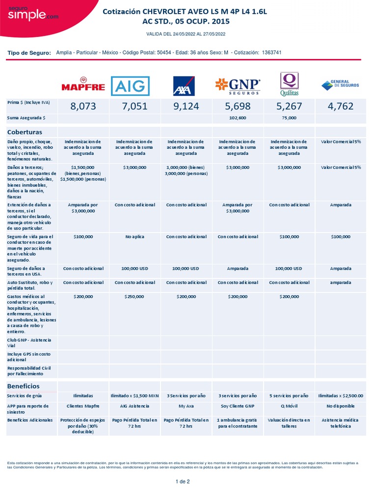 Coberturas: Tipo de Seguro | PDF | Póliza de seguros