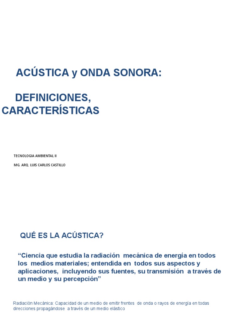 Clase 6. La Acústica, Onda Sonora | PDF | Sonido | Olas