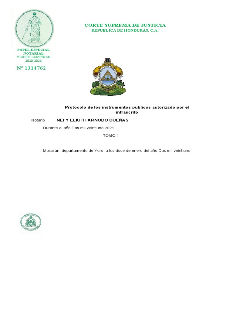 FORMATO Notarial Verde (1) FF | PDF | Honduras | Voluntad y testamento