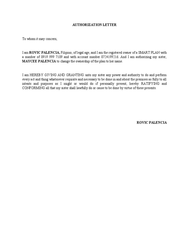 Authorization Letter - RDP To MDP | PDF