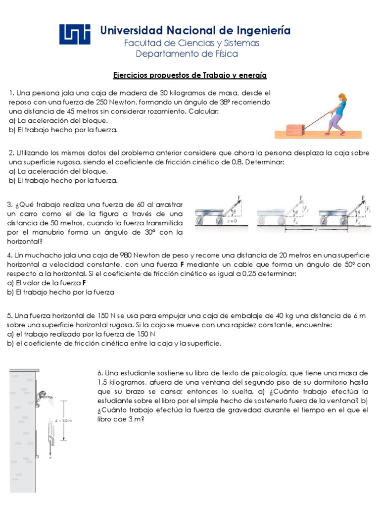 Ejercicios de Trabajo y Energía en Física | PDF | Fuerza | Fricción