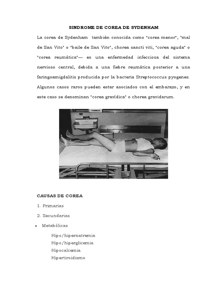 Sindrome de Corea de Sydenham | PDF | Desórdenes neurológicos ...