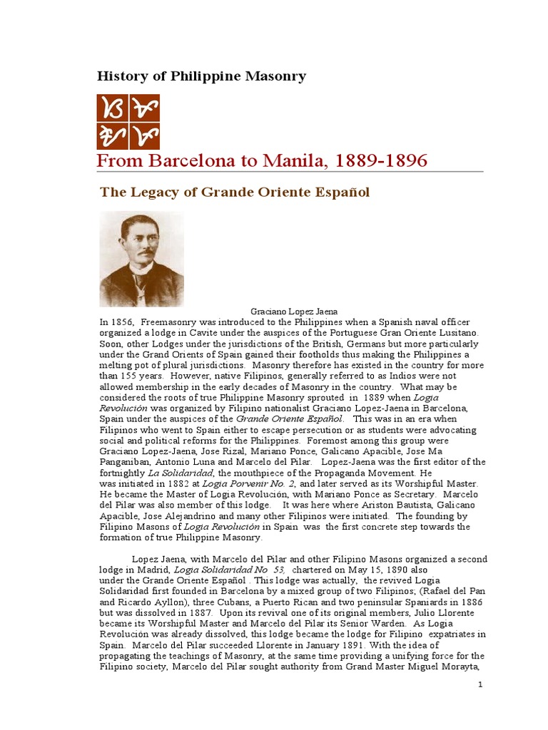 Philippine Masonry History 1889-1896 | PDF | Philippines | Freemasonry