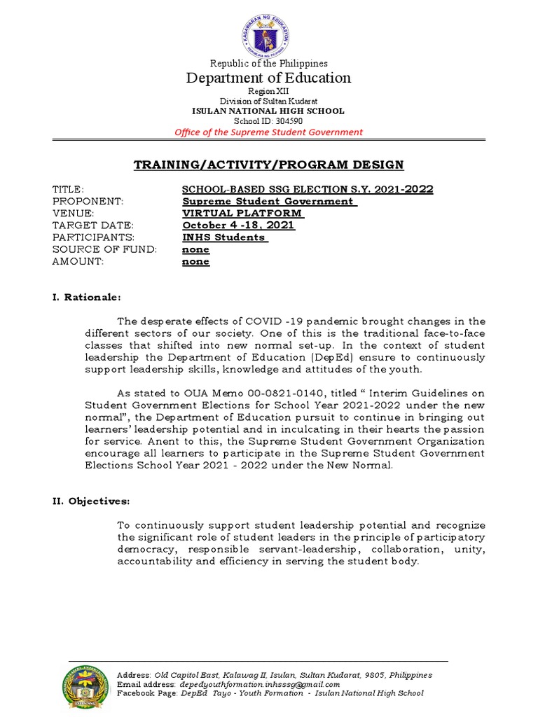 Virtual SSG Election 2021-2022 | PDF | Career & Growth | Social Science