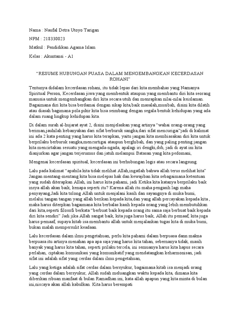 Resume Materi Pendidikan Agama Islam | PDF