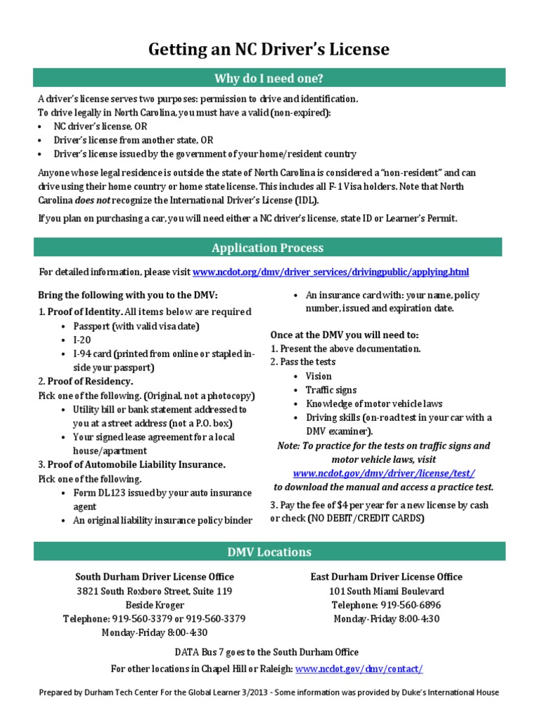 Getting An NC Driver's License: Why Do I Need One? | PDF | Driver's ...