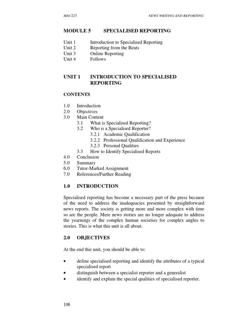 Specialized Reporting Chap | PDF | News | Internet