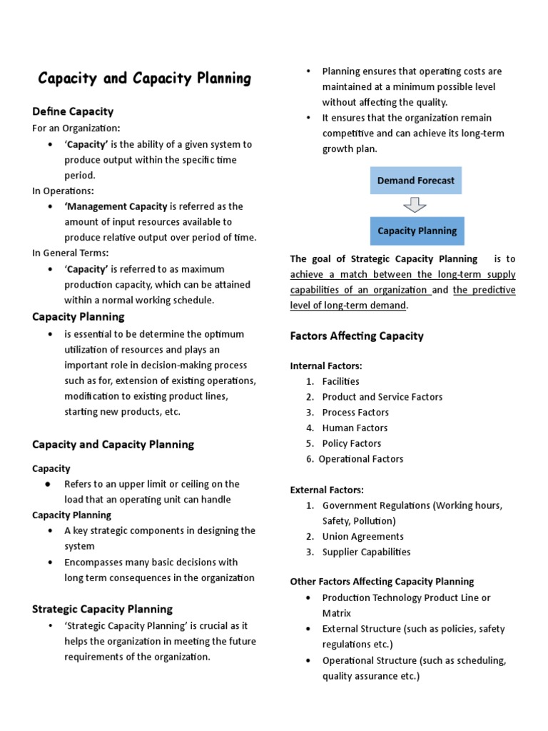 11capacity and Capacity Planning | PDF | Scheduling (Computing) | Planning