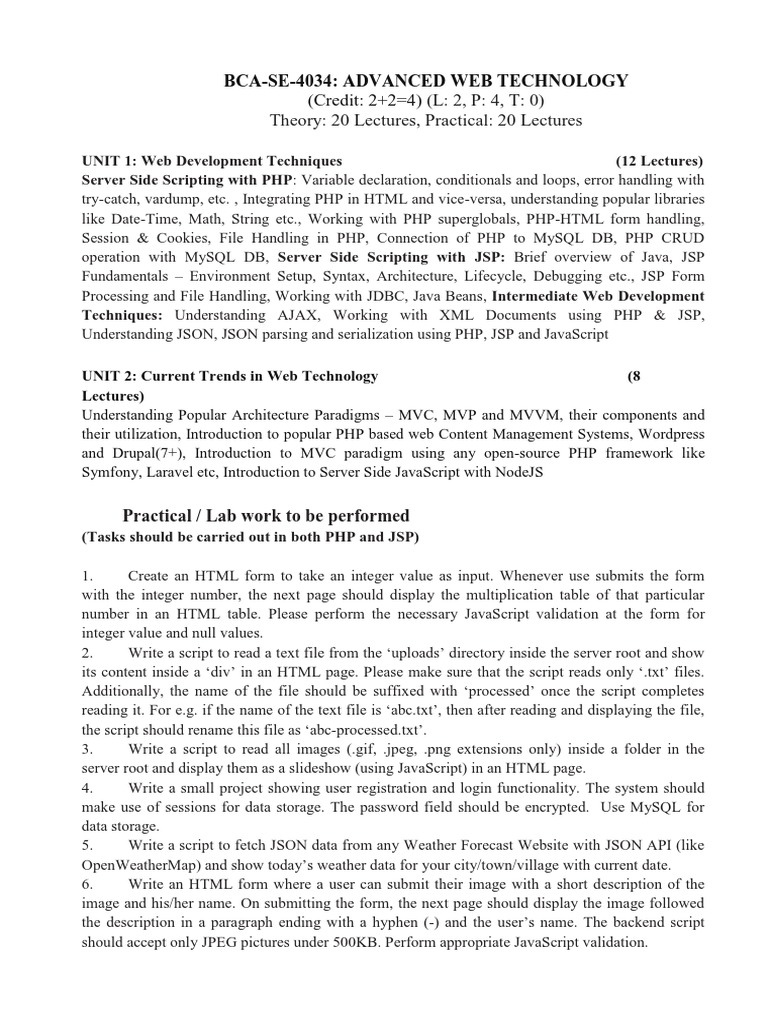 Advanced Web Tech | PDF | Php | World Wide Web