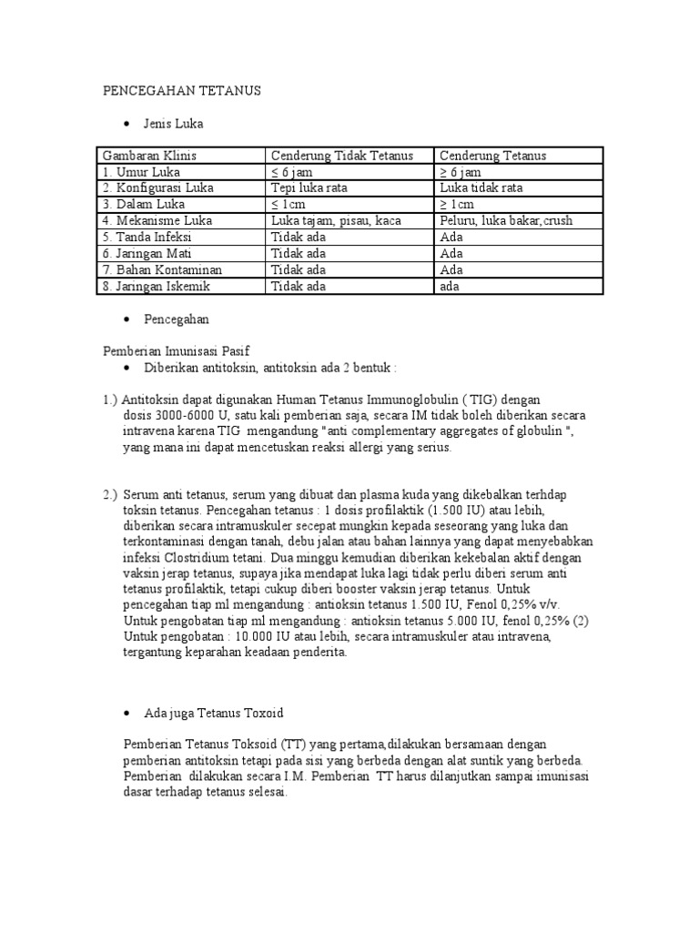 Pencegahan Tetanus | PDF