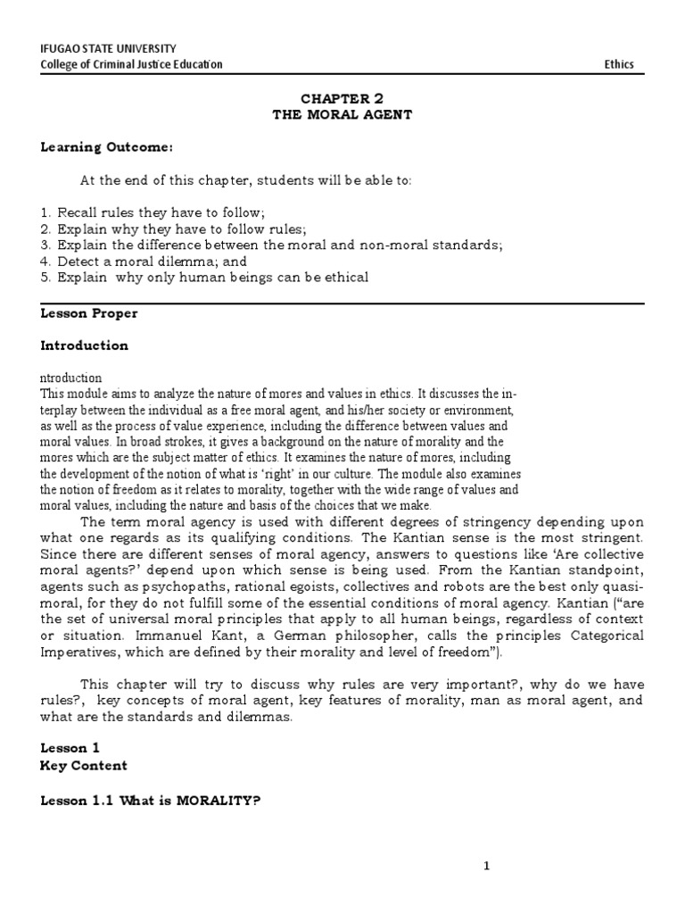 MODULE in ETHICS-2 The Moral Agent | PDF | Morality | Value (Ethics)