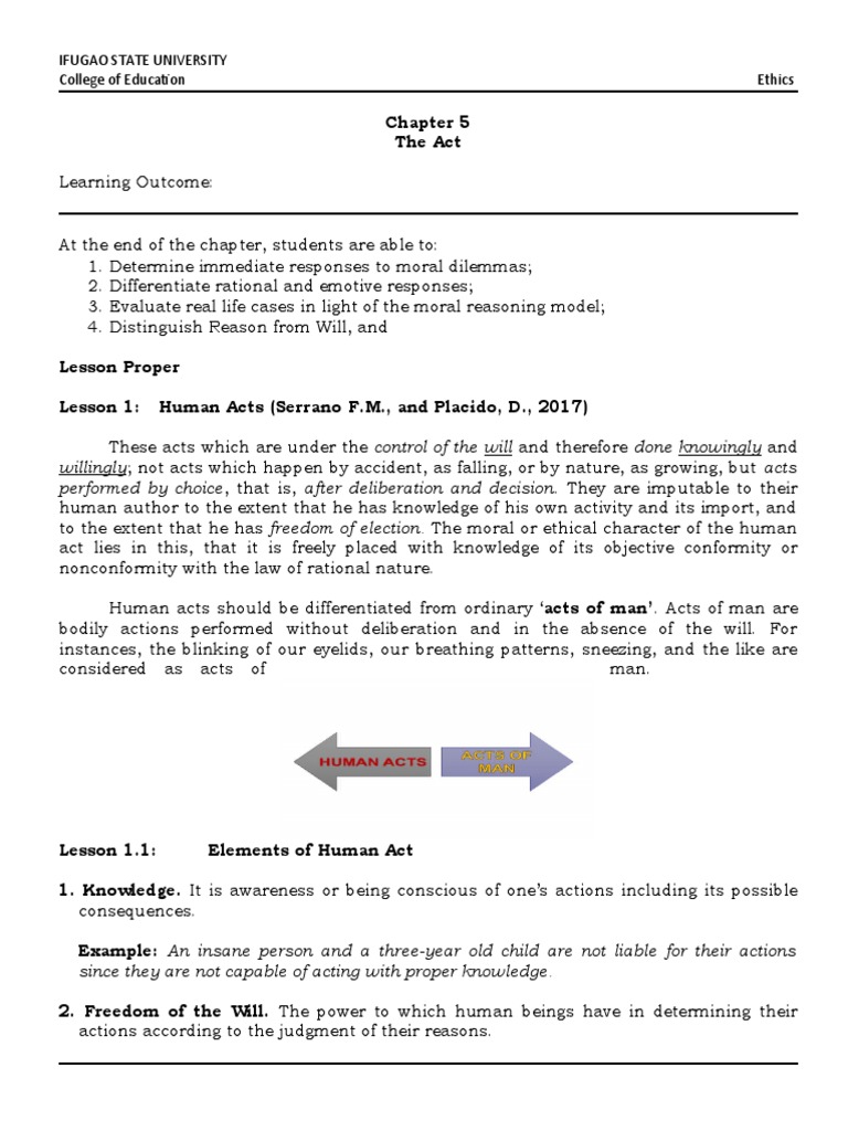 Understanding Human Acts in Ethics | PDF | Reason | Virtue Ethics