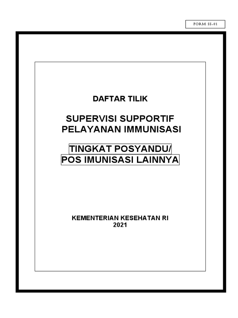 Daftar Tilik Imunisasi Posyandu - Pos Imunisasi Rev3 190321 | PDF