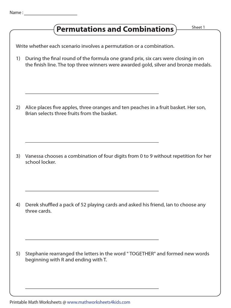 Permutations and Combinations: Name | PDF