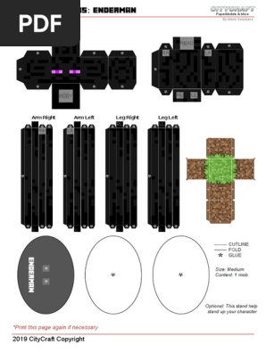 Printable Minecraft Papercraft Enderman Printable Papercrafts
