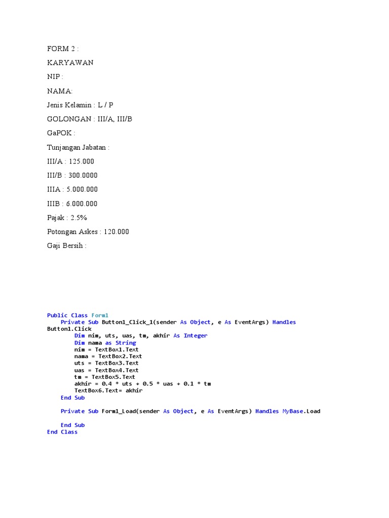 Kumpulan Kode Program VB | PDF