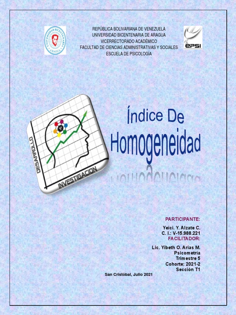 Indice de Homogeneidad | PDF | Análisis estadístico | Enseñanza de ...
