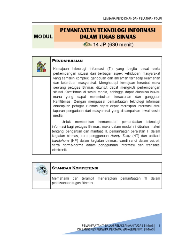Modul Pemanfaatan Teknologi Informasi Dalam Tugas Binmas | PDF | Ilmu Sosial