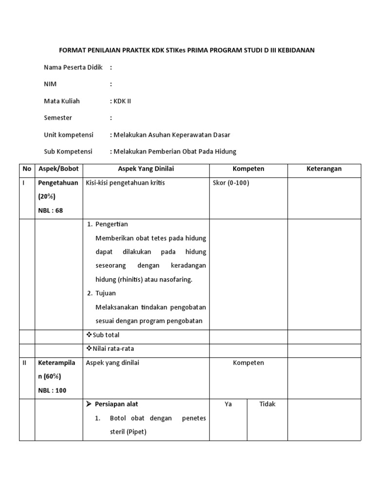 Penilaian Praktek KDK Kebidanan | PDF