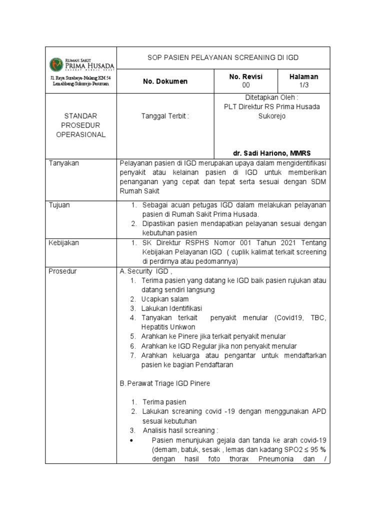 SOP-IGD-SCREENING | PDF