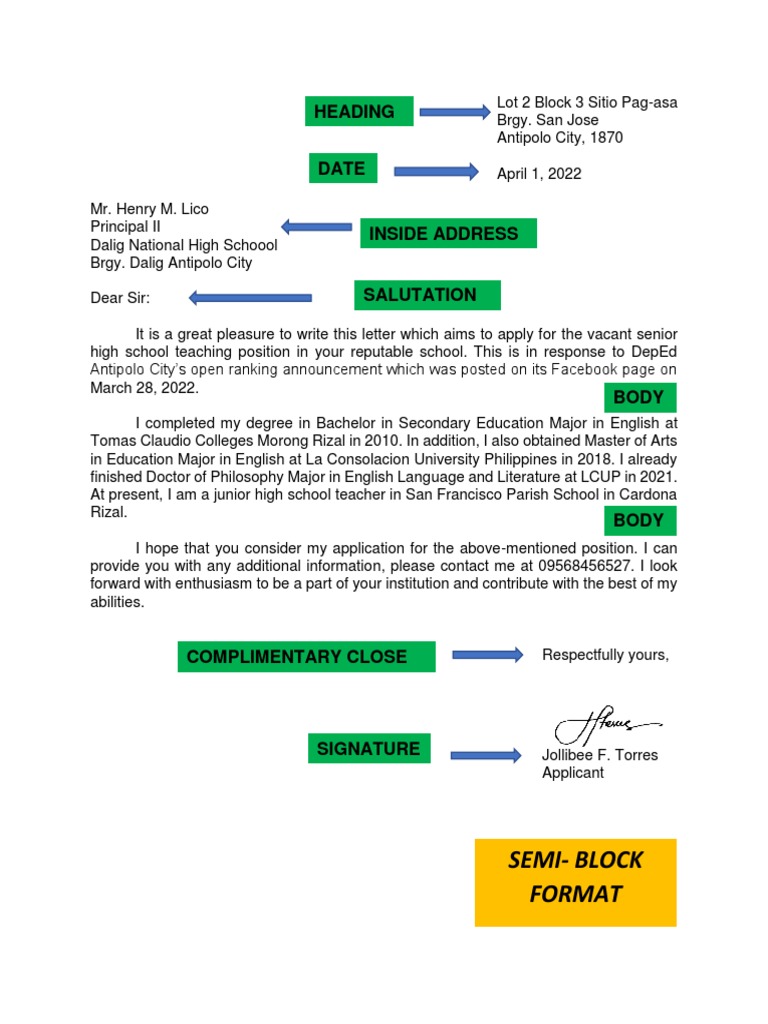 Semi Block Format | PDF