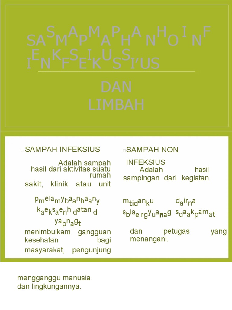 PDF Sampah Infeksius Sampah Non Infeksius Dan Limbahpptx | PDF | Sains & Matematika
