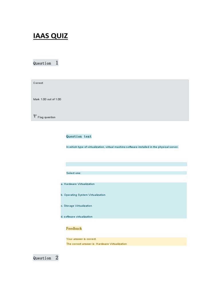 Iaas Quiz | PDF | Cloud Computing | Virtualization