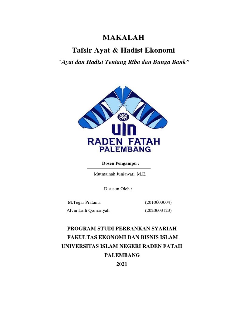 Makalah-Ayat&Hadist Tentang Riba Dan Bunga Bank (Kelompok 5) PDF | PDF