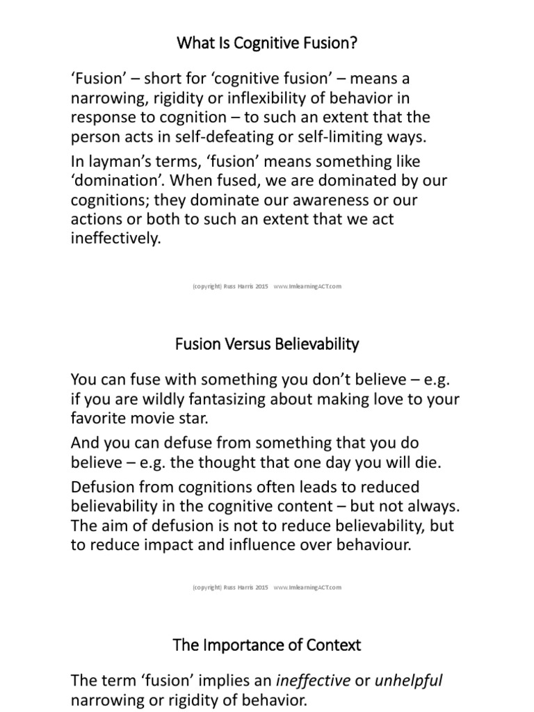 Cognitive Fusion - Some Key Points | PDF | Self-Improvement