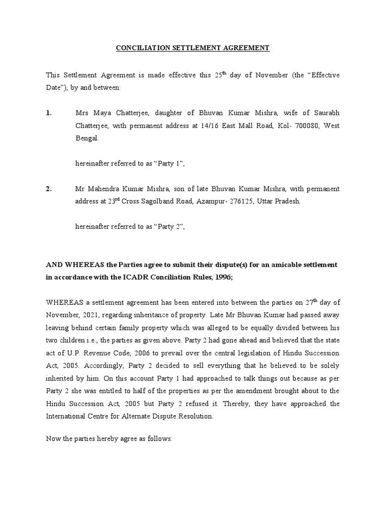 Conciliation agreement | PDF | Lawsuit | Arbitration