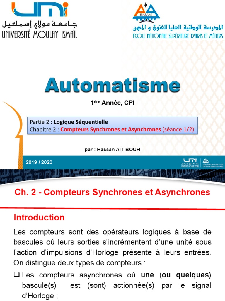 CH 2 Compteurs Synchrones Asynchrones 1 | PDF | Électrotechnique | Circuit intégré