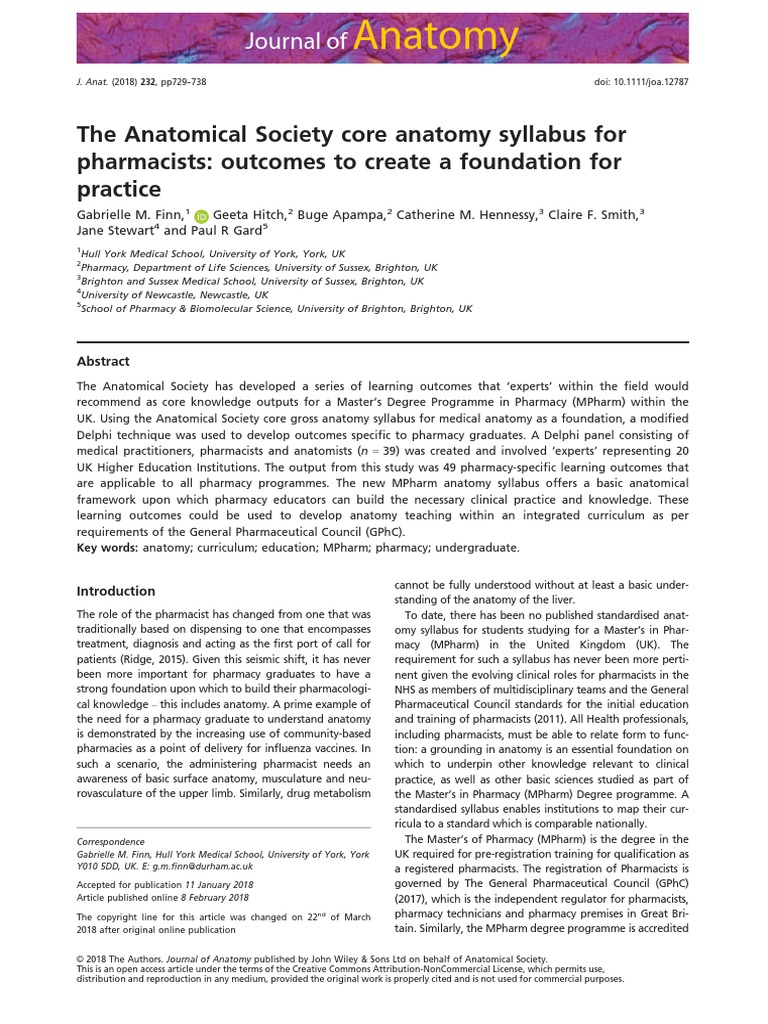 Anatomy For Pharmacists 2018 | PDF | Anatomical Terms Of Location ...