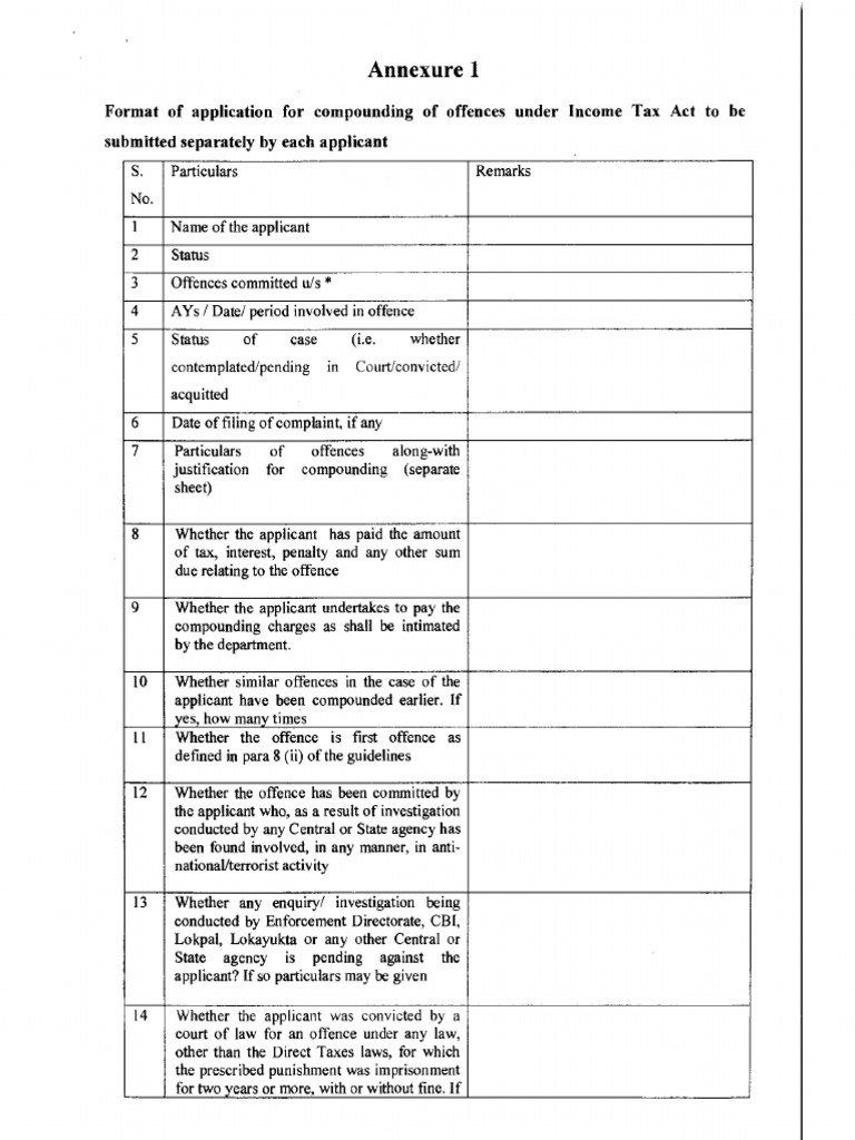 Format of Application For Compounding of Offence | Download Free PDF ...