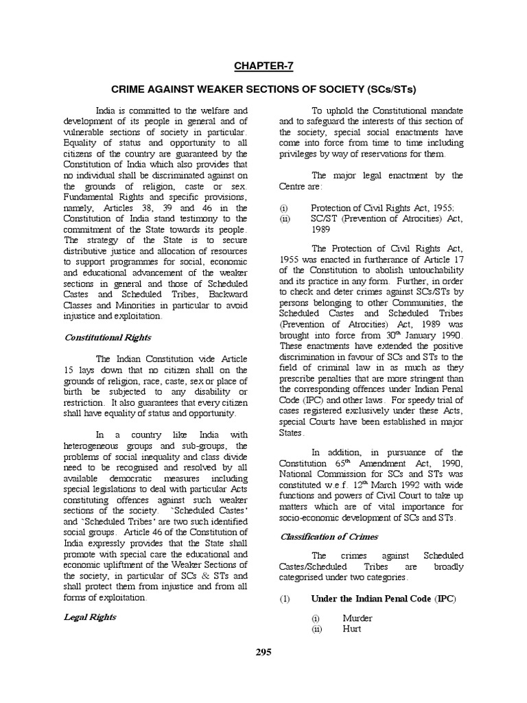 Crimes Against Weaker Sections in India | PDF | Applied Ethics | Government