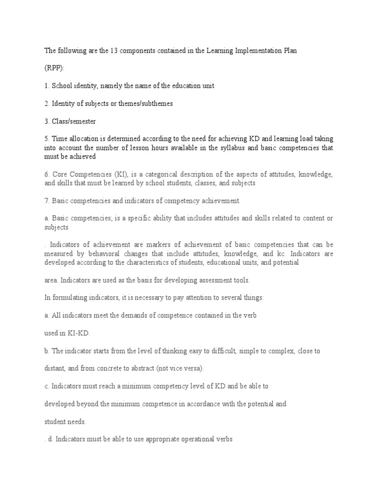 13 Komponen RPP | PDF | Attitude (Psychology) | Learning