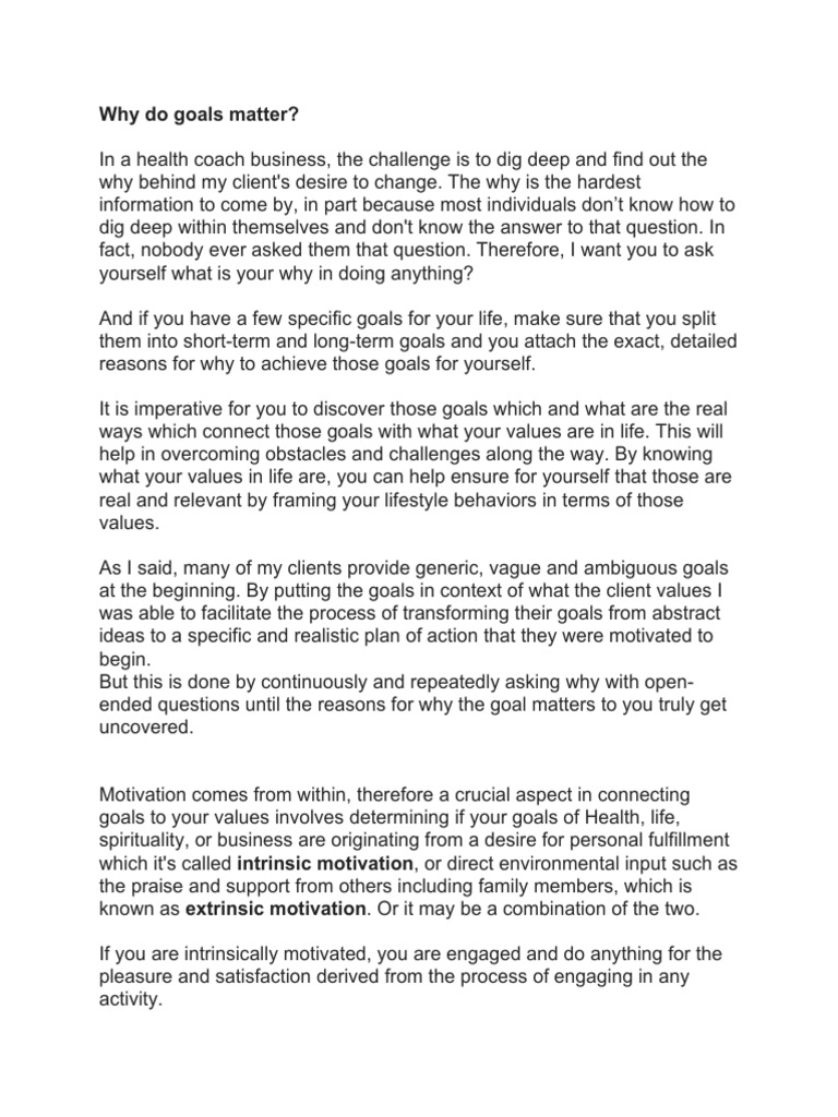 Why Do Goals Matter | PDF | Motivational | Motivation