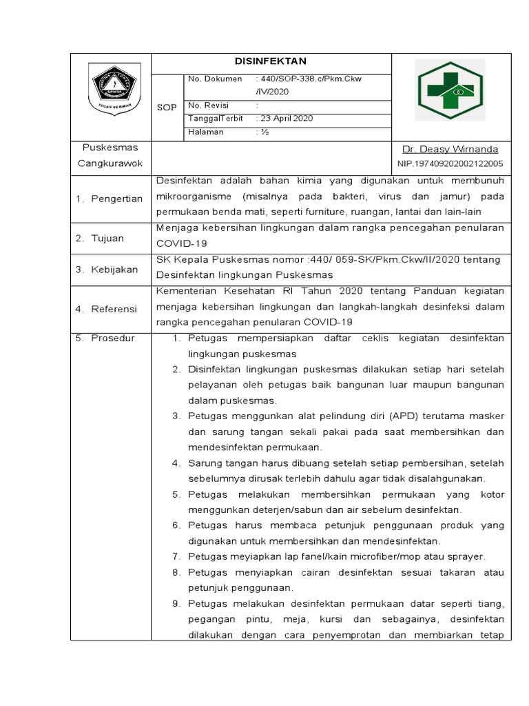 Sop Disinfektan | PDF